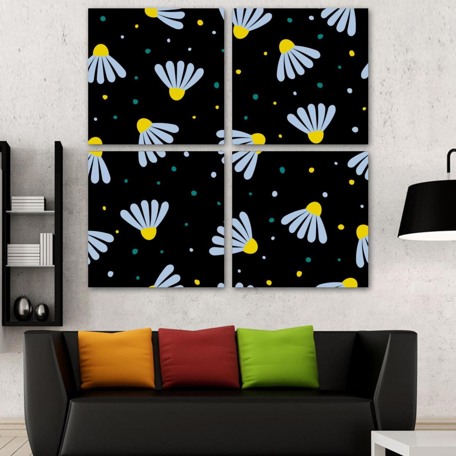 OWNSERIES Badminton Cute Pattern Pattern 4PC Frameless Canvas Wall Art ...