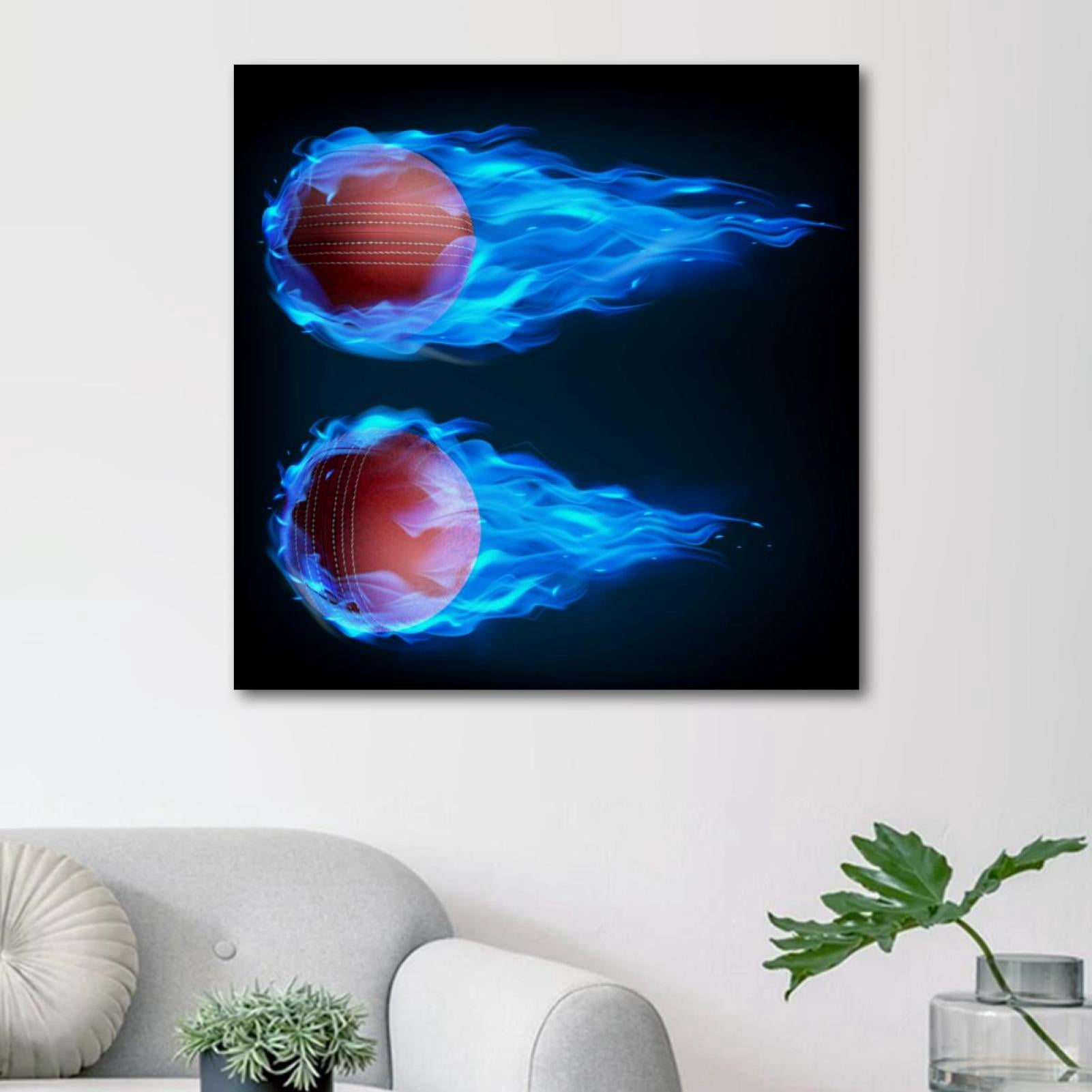 OWNSERIES Ball Blue Fire Pattern Canvas Wall Art Paintings for Living ...