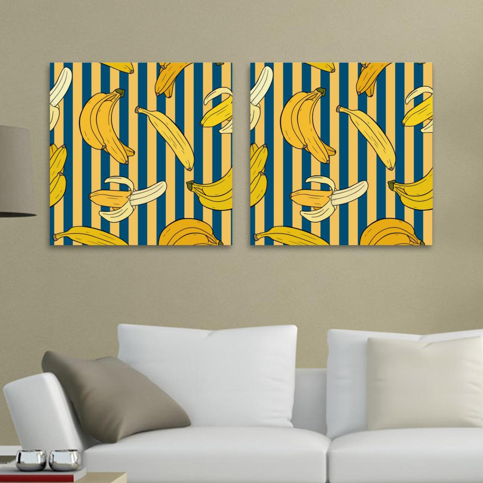 OWNSERIES Banana Stripe Pattern 2PC Canvas Wall Art Paintings for ...