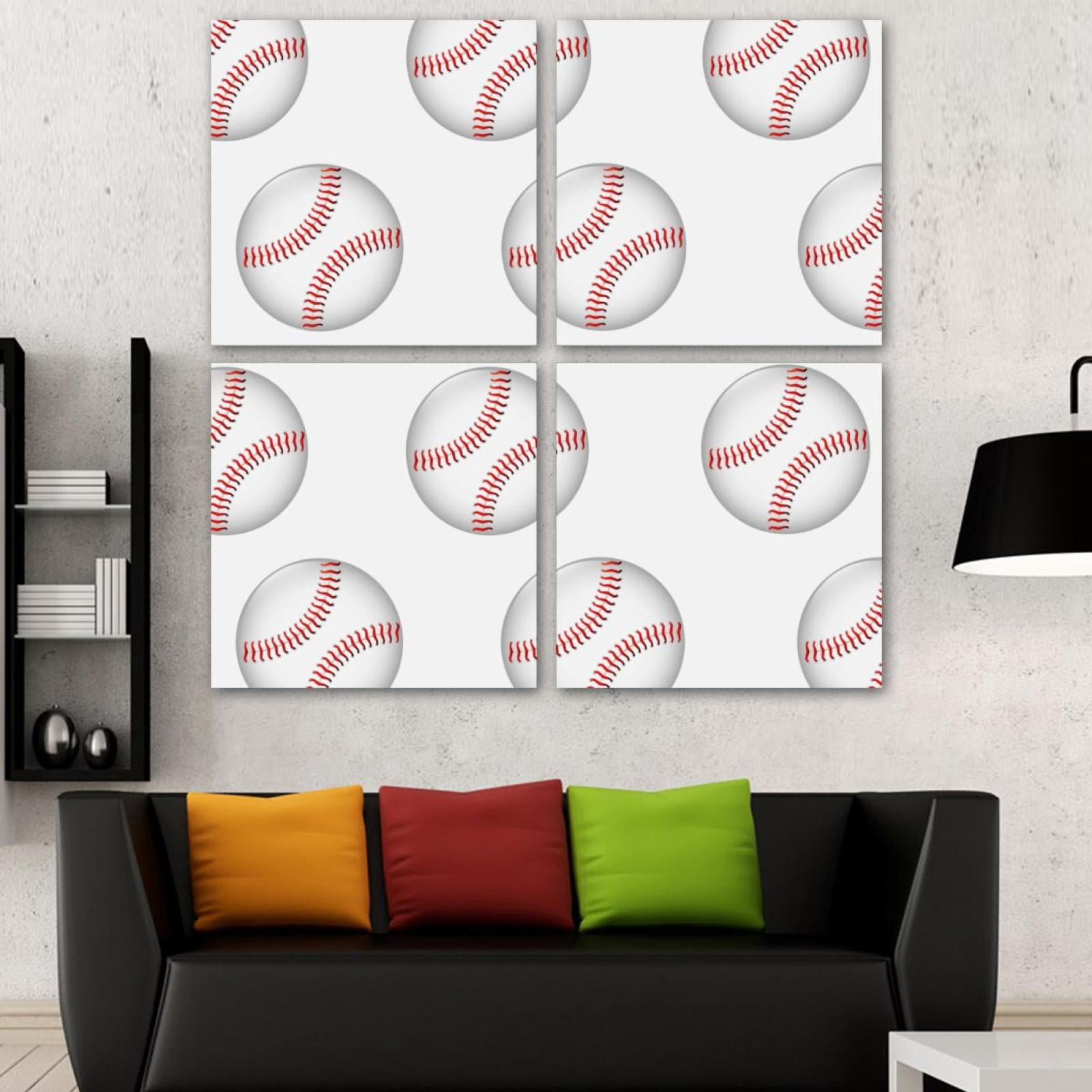 OWNSERIES Baseball Ball Seamless Pattern Pattern 4PC Frameless Canvas ...
