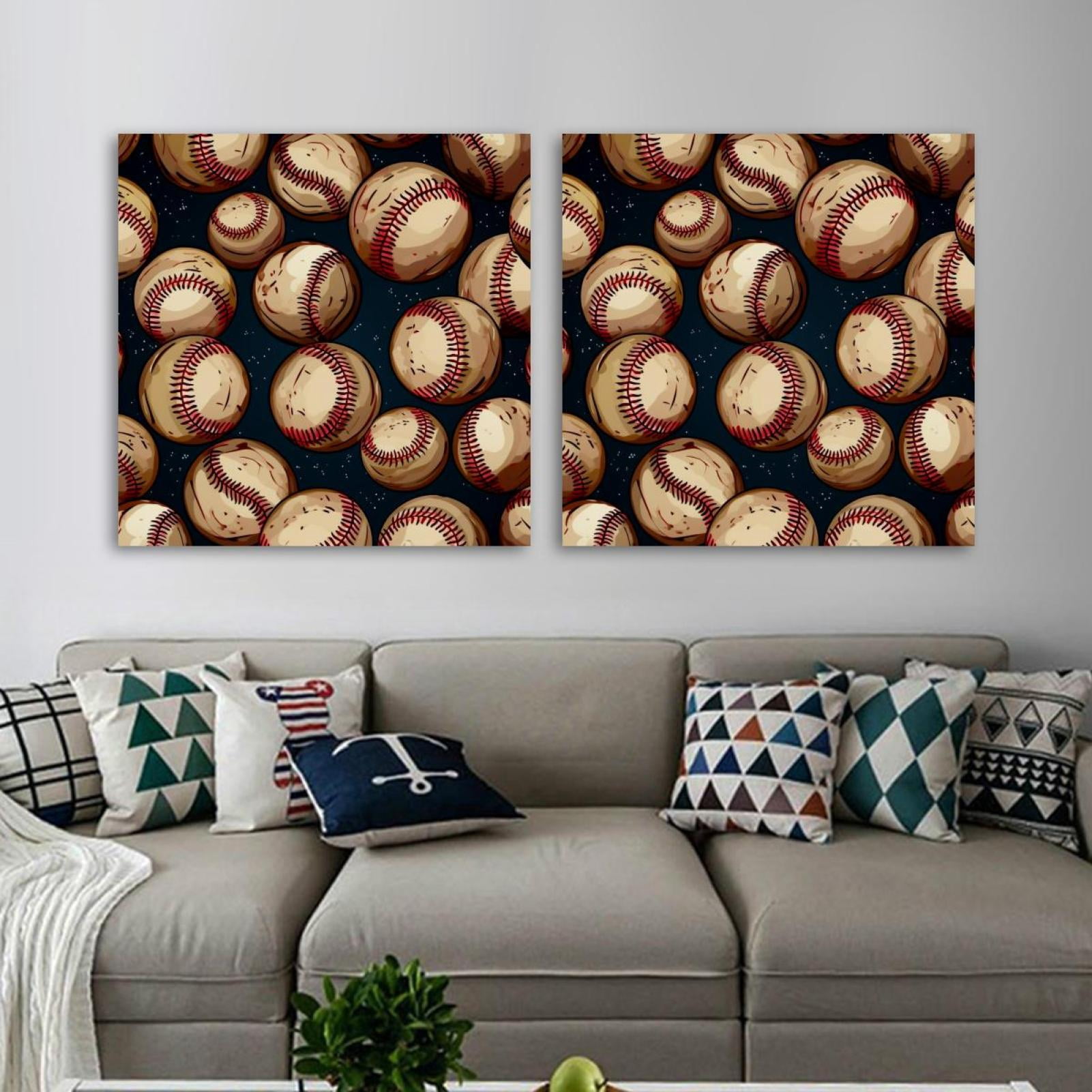OWNSERIES Baseball Pattern 2PC Canvas Wall Art Paintings for Living ...