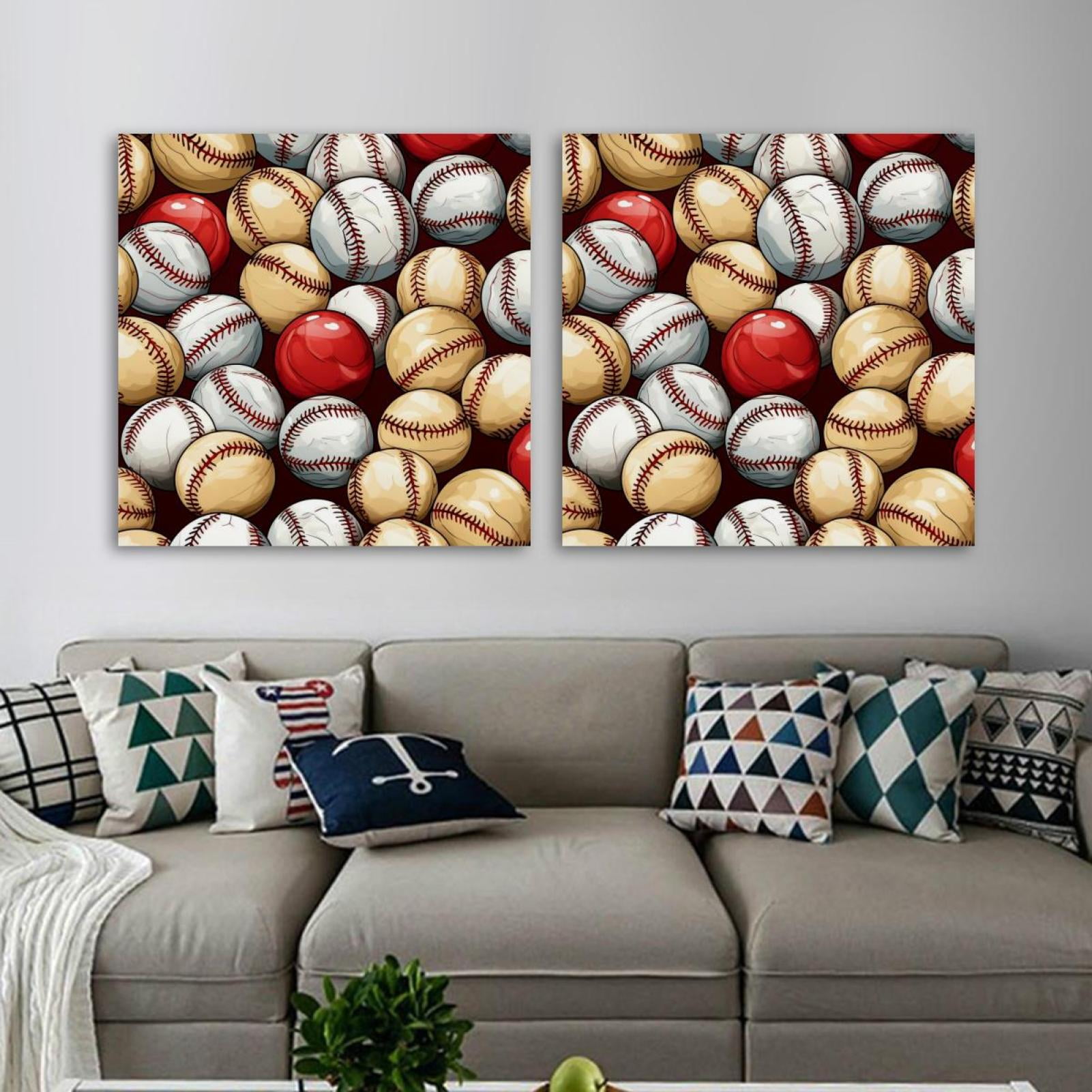 OWNSERIES Baseball Pattern 2PC Canvas Wall Art Paintings for Living ...