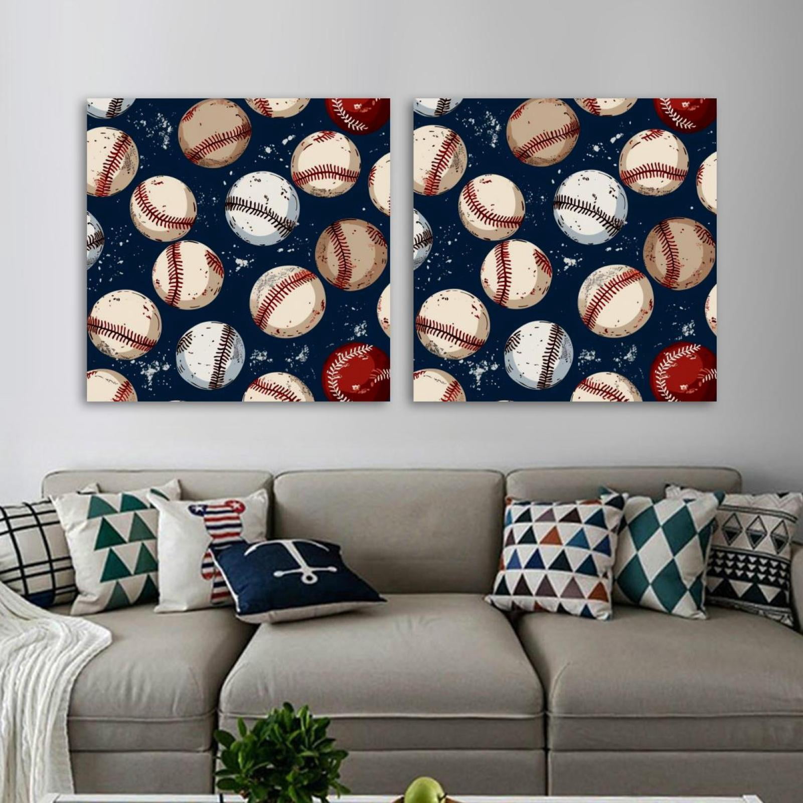 OWNSERIES Baseball Pattern 2PC Canvas Wall Art Paintings for Living ...