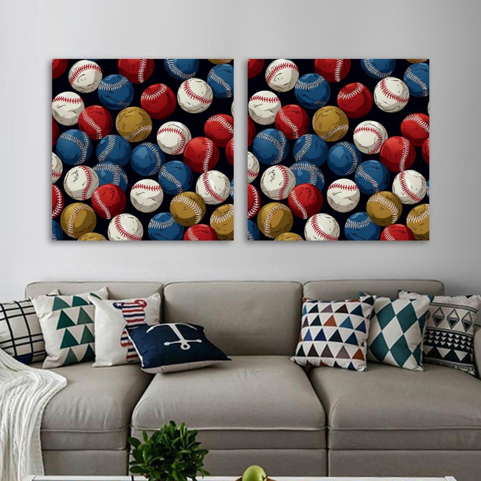 OWNSERIES Baseball Pattern 2PC Canvas Wall Art Paintings for Living ...