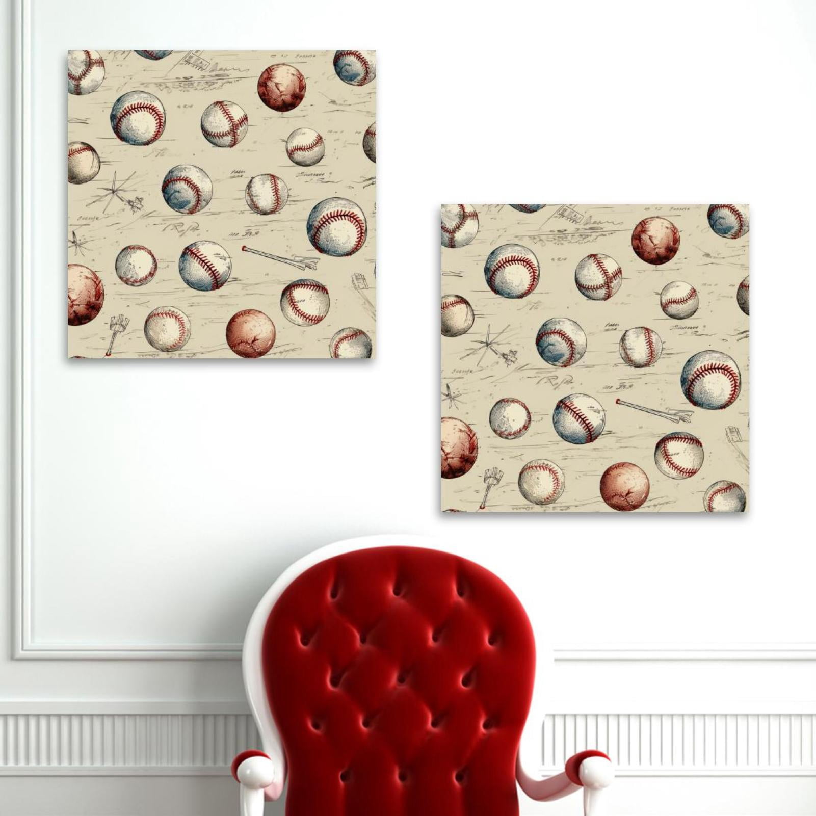 OWNSERIES Baseball Pattern 2PC Canvas Wall Art Paintings for Living ...