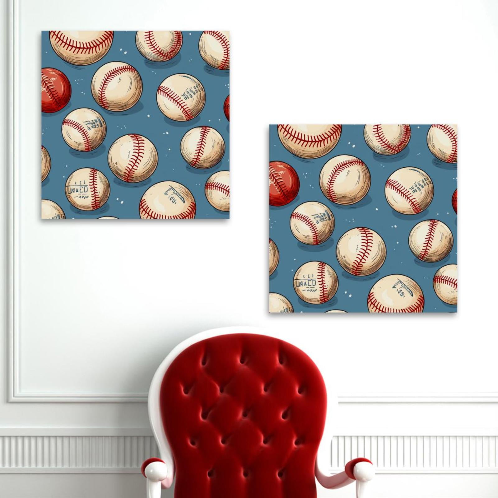 OWNSERIES Baseball Pattern 2PC Canvas Wall Art Paintings for Living ...