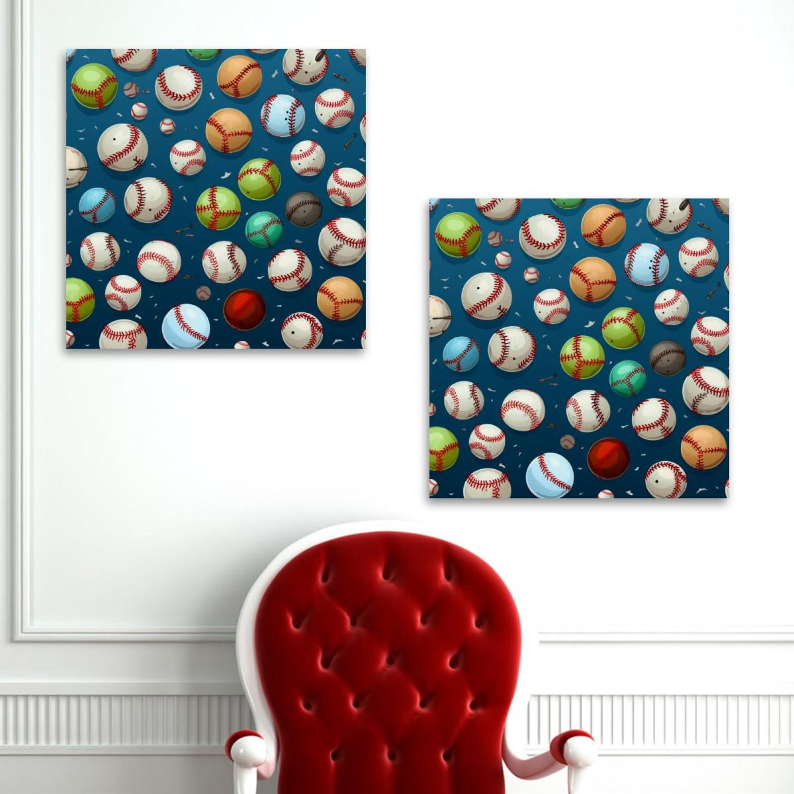 OWNSERIES Baseball Pattern 2PC Canvas Wall Art Paintings for Living ...