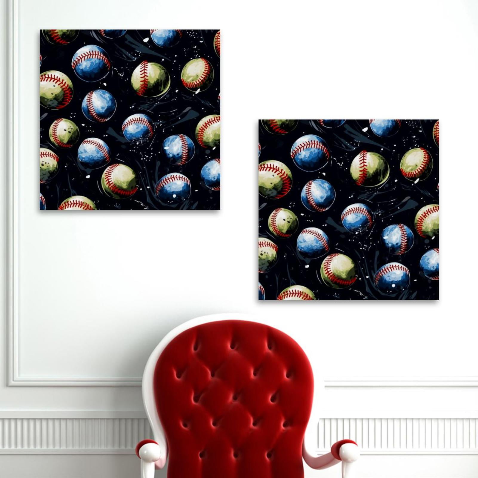 OWNSERIES Baseball Pattern 2PC Canvas Wall Art Paintings for Living ...