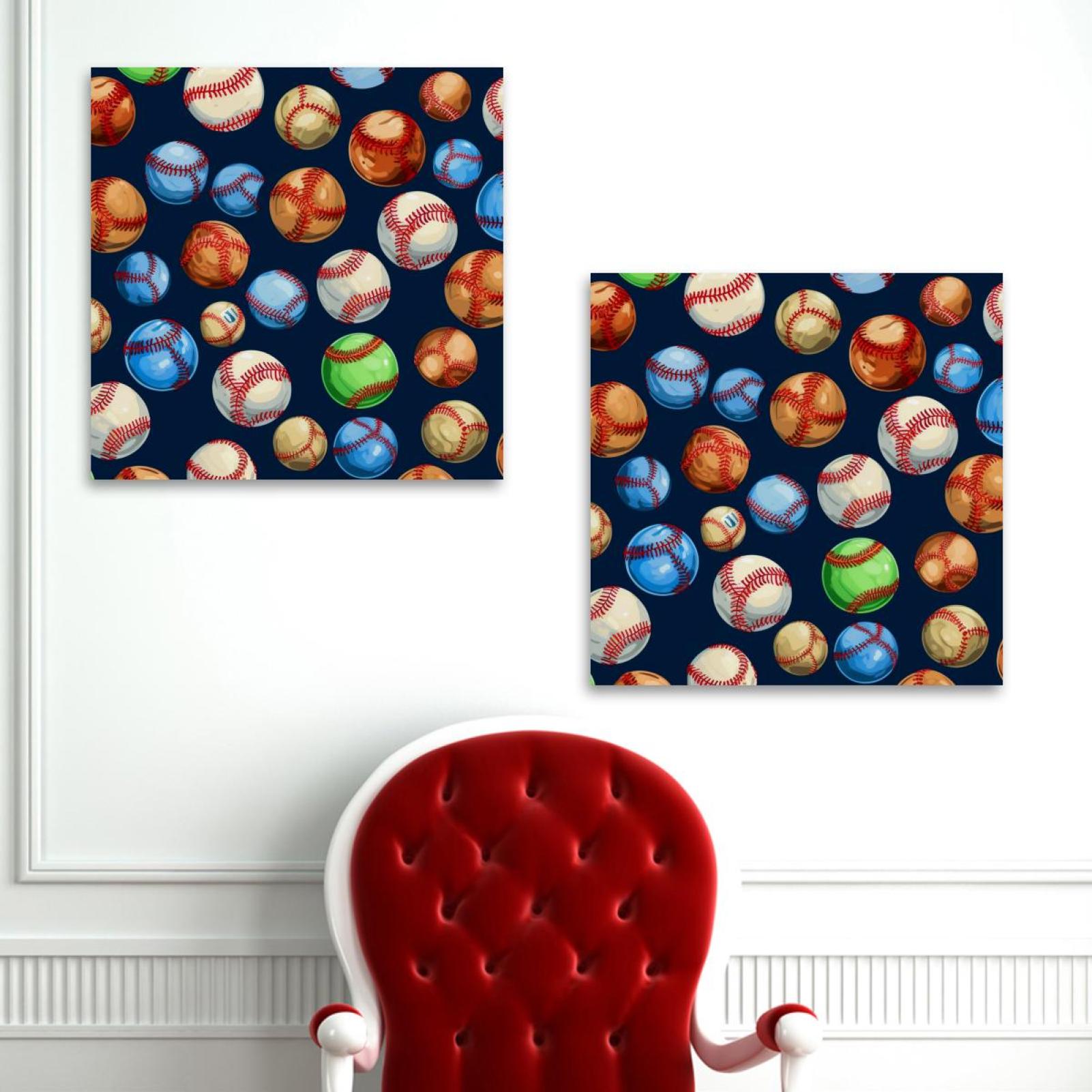 OWNSERIES Baseball Pattern 2PC Canvas Wall Art Paintings for Living ...