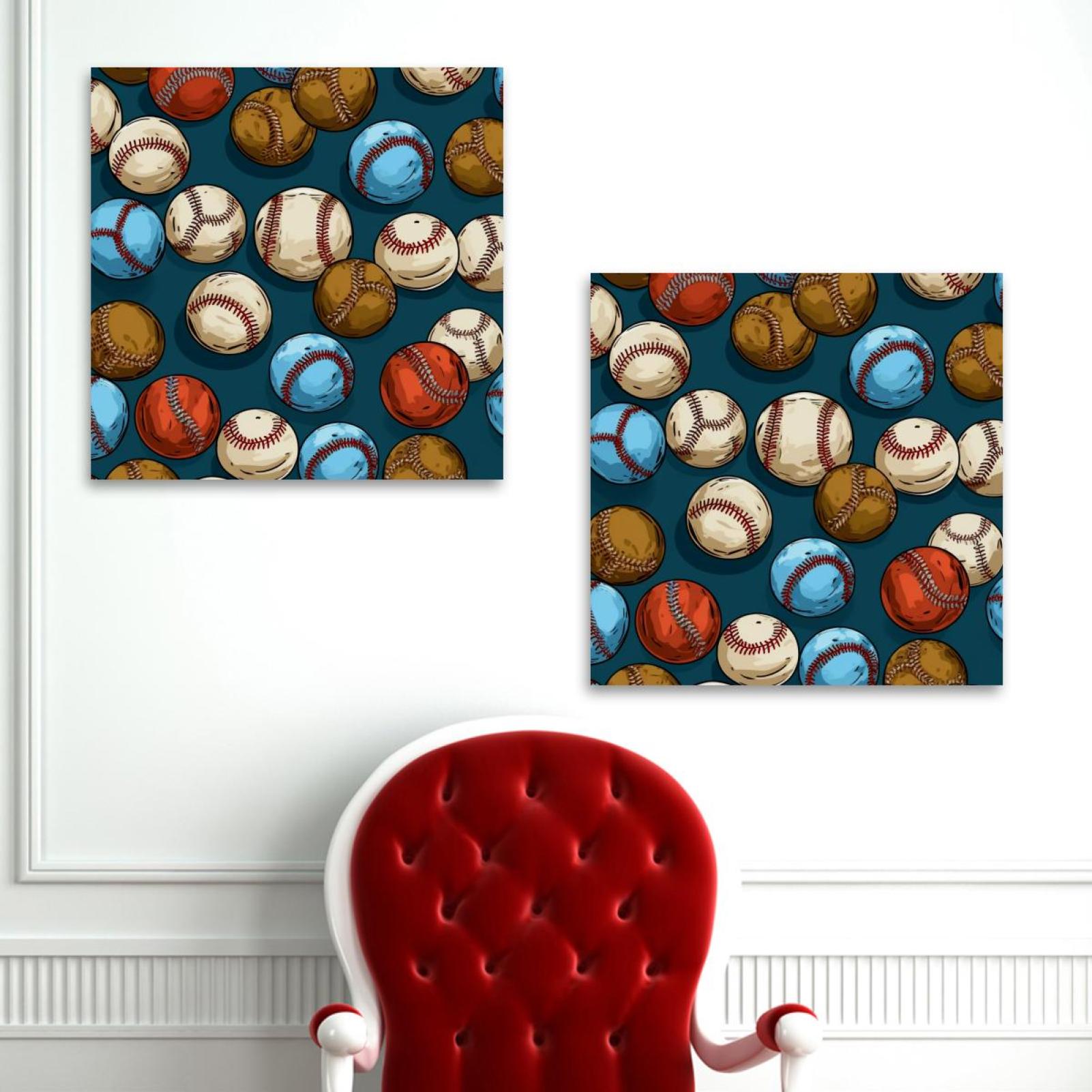 OWNSERIES Baseball Pattern 2PC Canvas Wall Art Paintings for Living ...