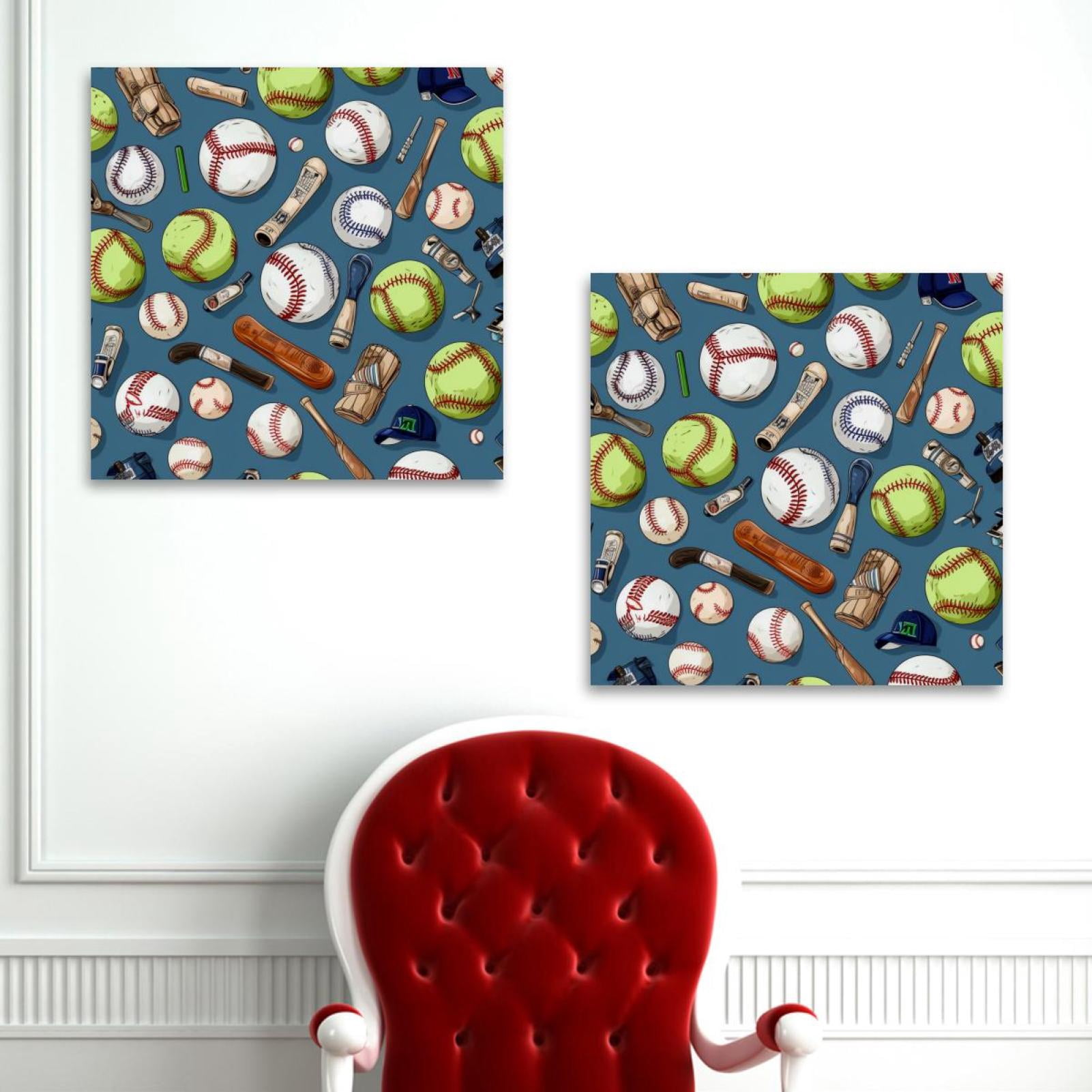 OWNSERIES Baseball Pattern 2PC Canvas Wall Art Paintings for Living ...