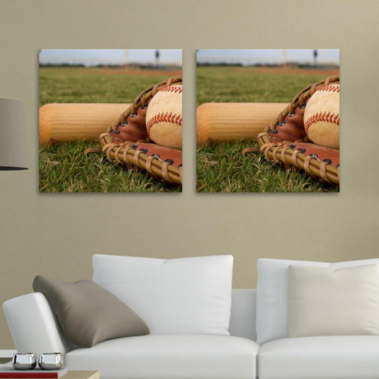 OWNSERIES Baseball Sport Ball Pattern 2PC Canvas Wall Art Paintings for ...