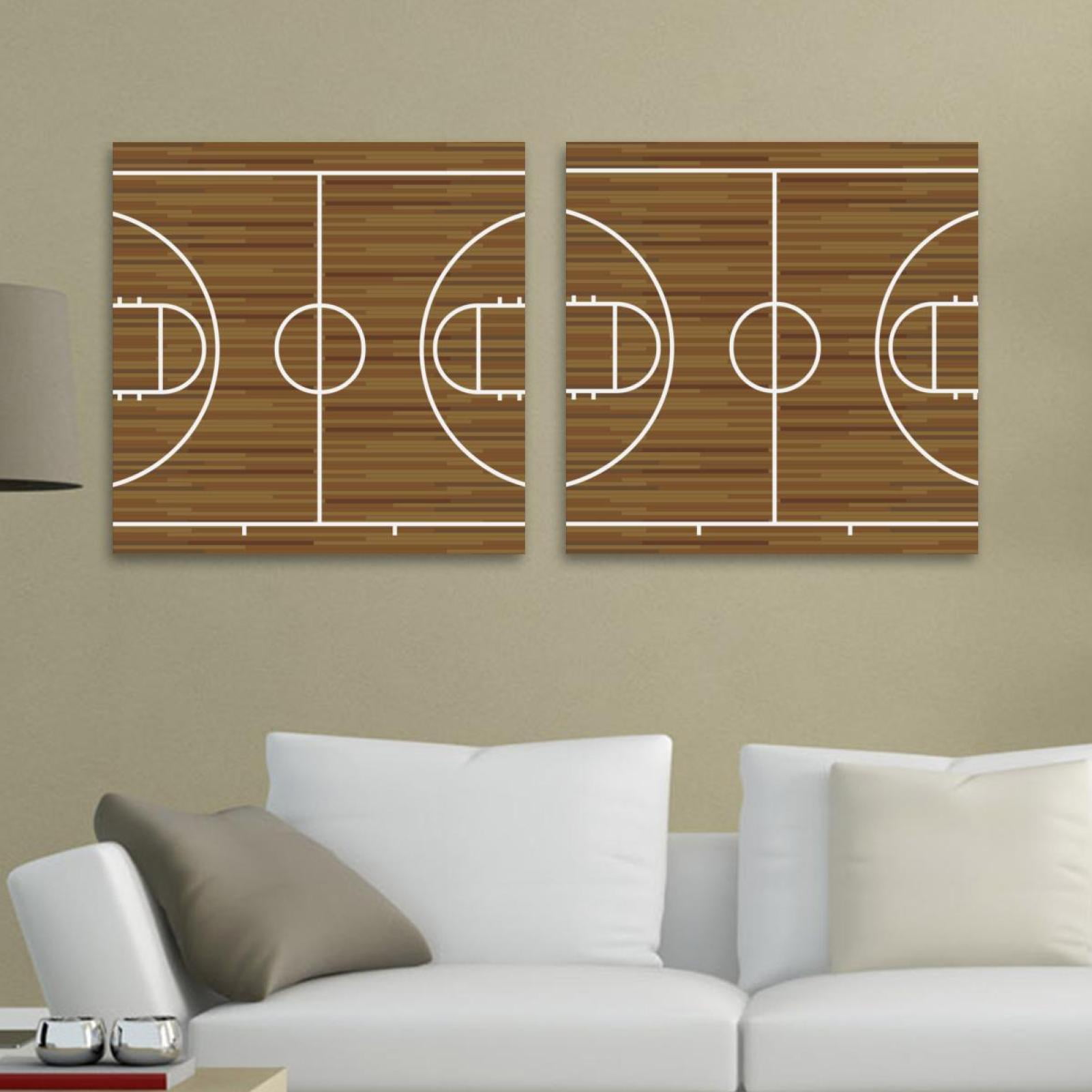 OWNSERIES Basketball Green Field Brown Pattern 2PC Canvas Wall Art ...