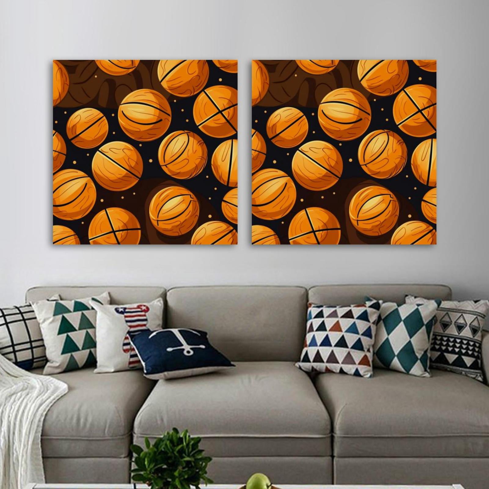 OWNSERIES Basketball Pattern 2PC Canvas Wall Art Paintings for Living ...