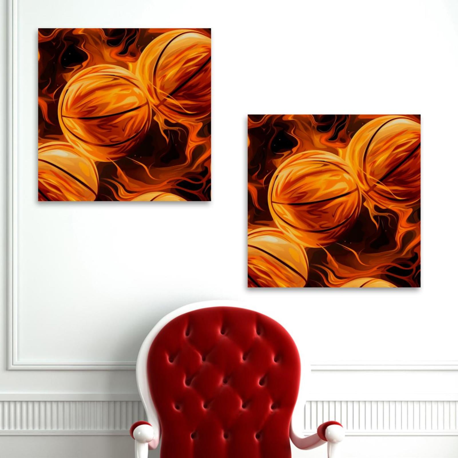 OWNSERIES Basketball Pattern 2PC Canvas Wall Art Paintings for Living ...
