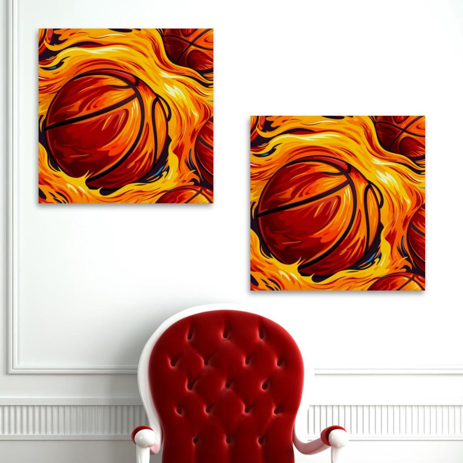 OWNSERIES Basketball Pattern 2PC Canvas Wall Art Paintings for Living ...
