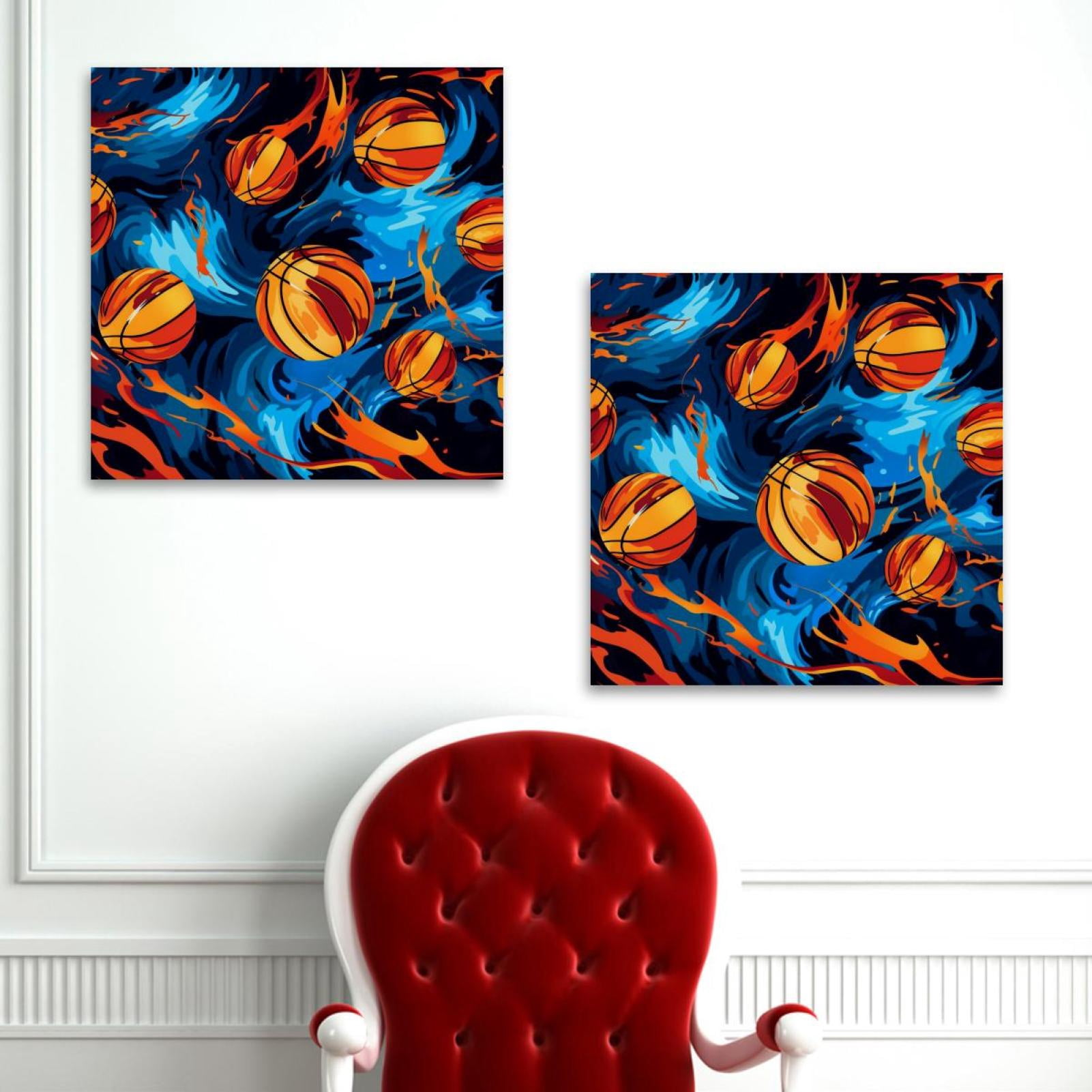 OWNSERIES Basketball Pattern 2PC Canvas Wall Art Paintings for Living ...