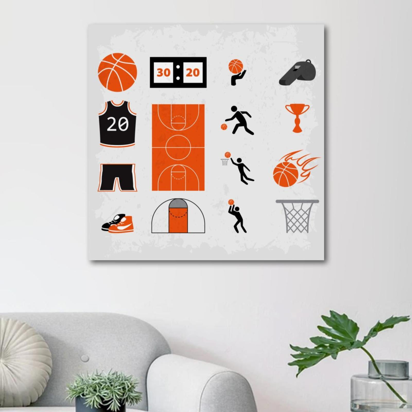 OWNSERIES Basketball Symbols-01 Pattern Canvas Wall Art Paintings for ...