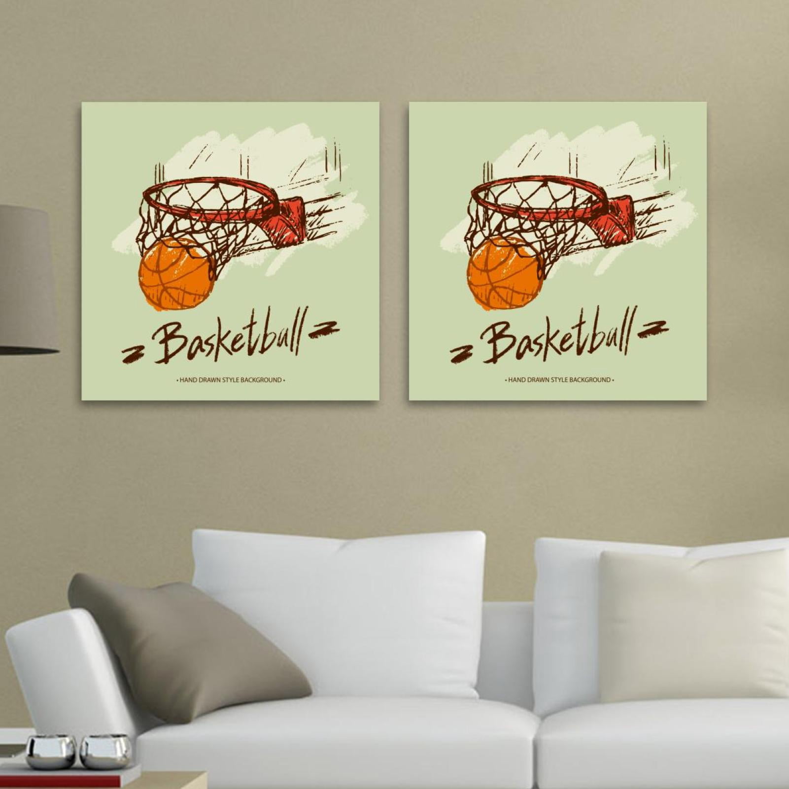 OWNSERIES Basketball in Basket-01 Pattern 2PC Canvas Wall Art Paintings ...