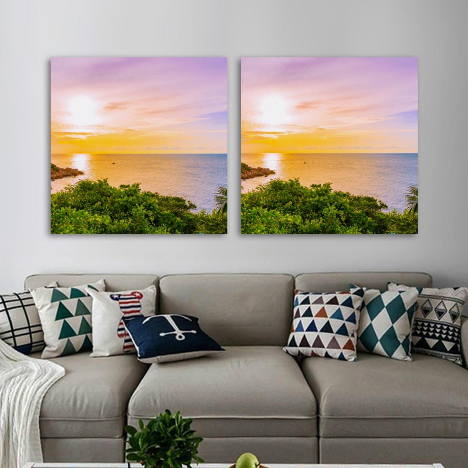OWNSERIES Beach Sea Sunset Pattern 2PC Canvas Wall Art Paintings for ...