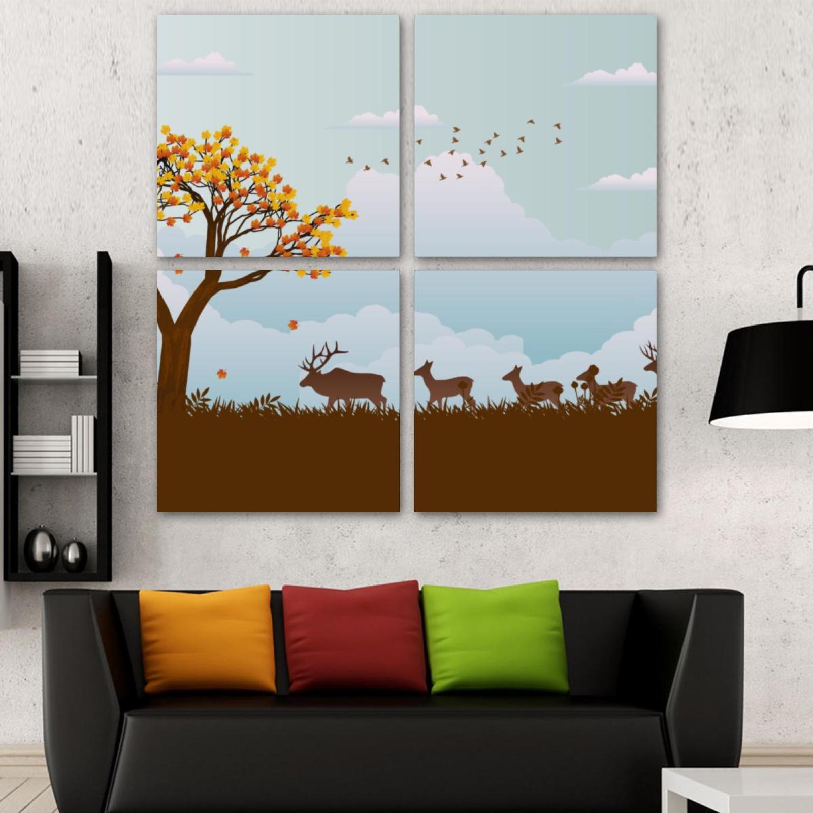 OWNSERIES Beautiful Autumn Landscape-01 Pattern 4PC Frameless Canvas ...