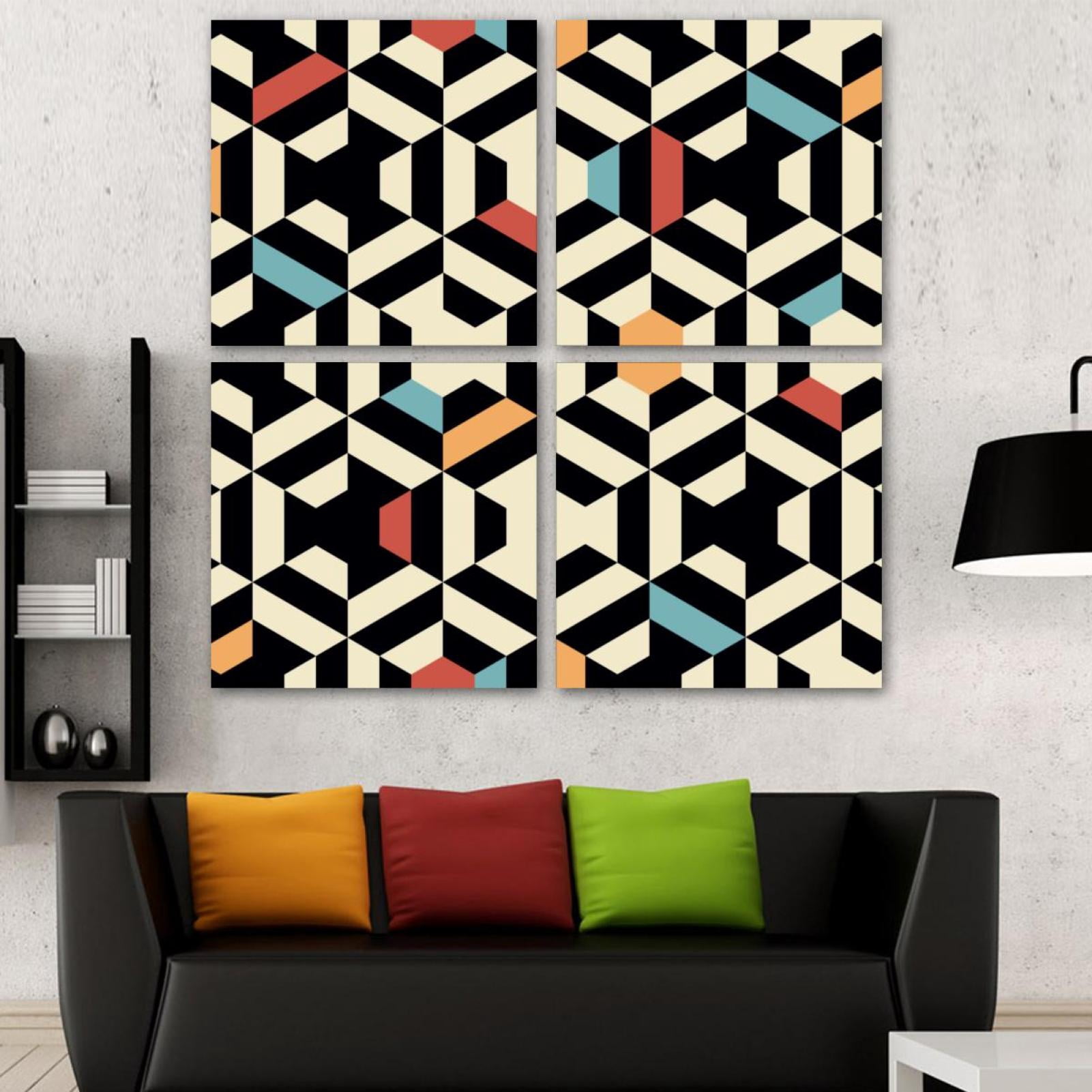 OWNSERIES Beautiful Geometric Pattern 4PC Frameless Canvas Wall Art ...