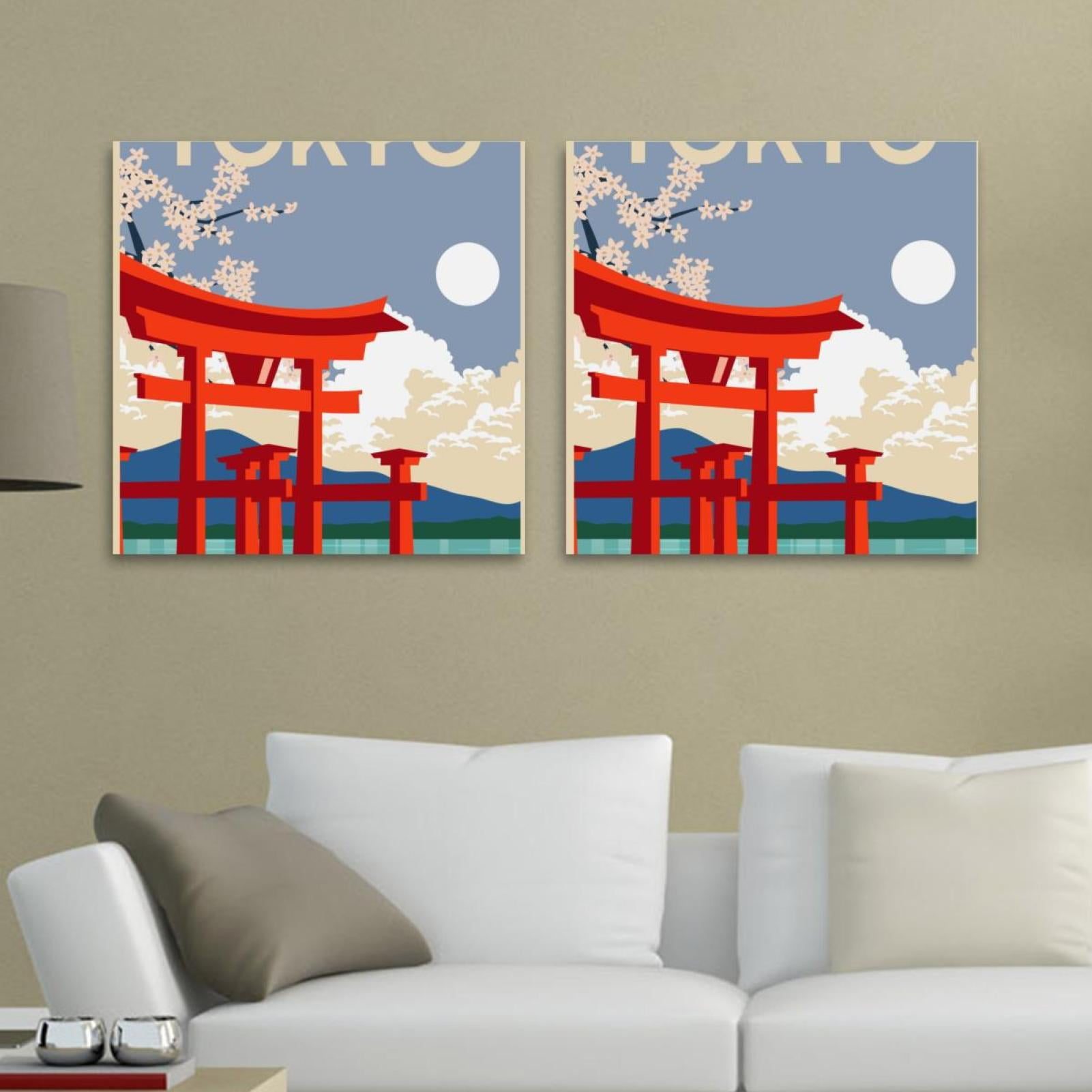 OWNSERIES Beautiful Torii Japan Pattern 2PC Canvas Wall Art Paintings ...
