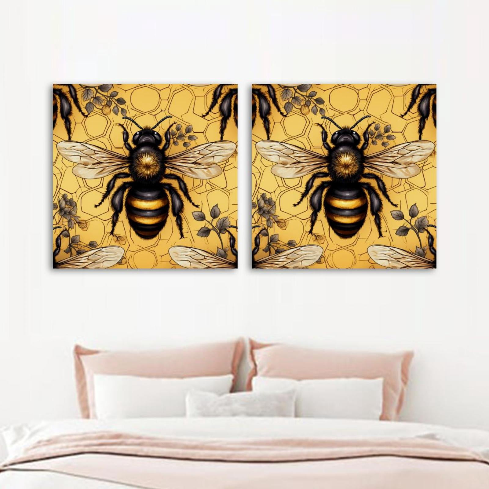OWNSERIES Bee Pattern 2PC Canvas Wall Art Paintings for Living Room ...