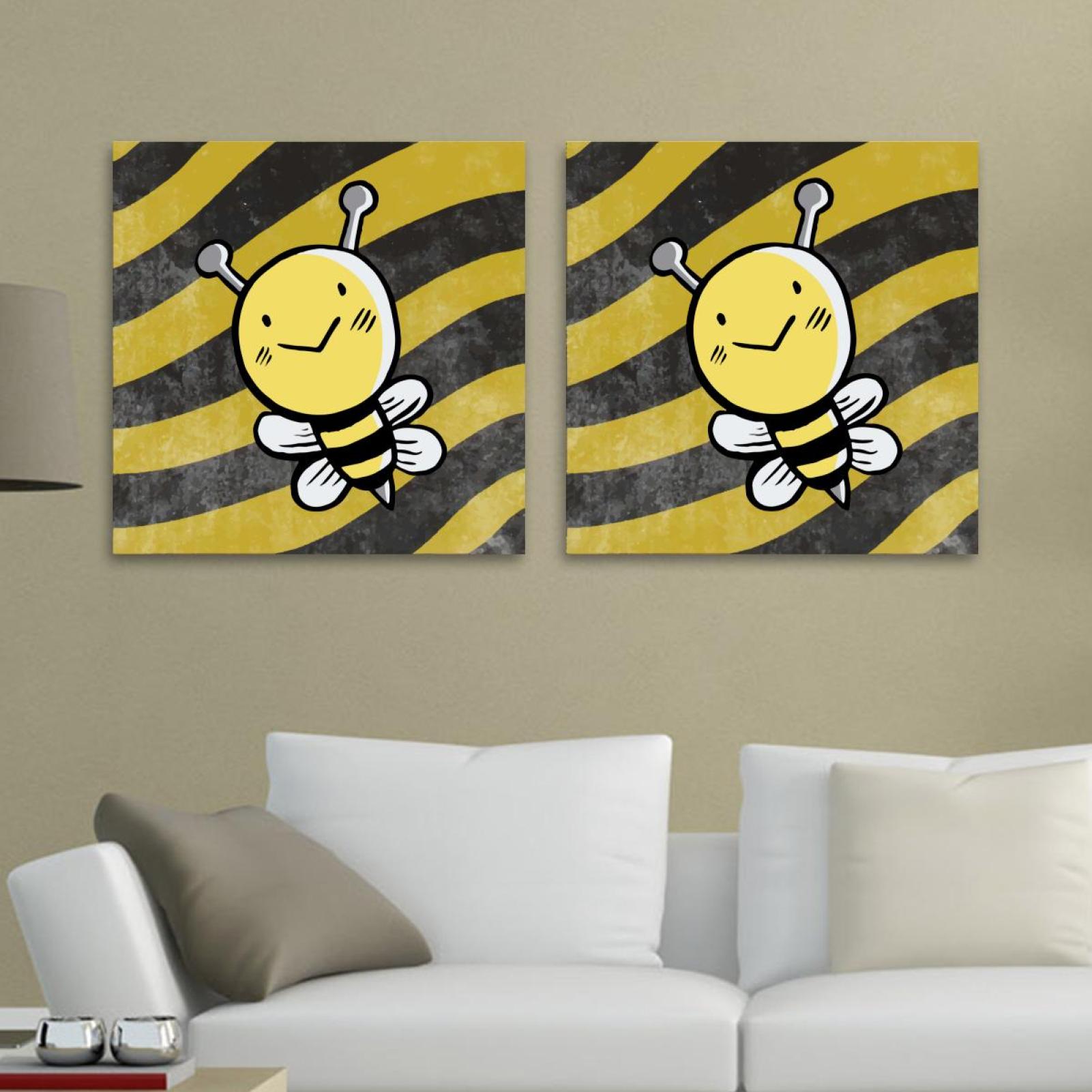 OWNSERIES Bee Yellow Pattern 2PC Canvas Wall Art Paintings for Living ...