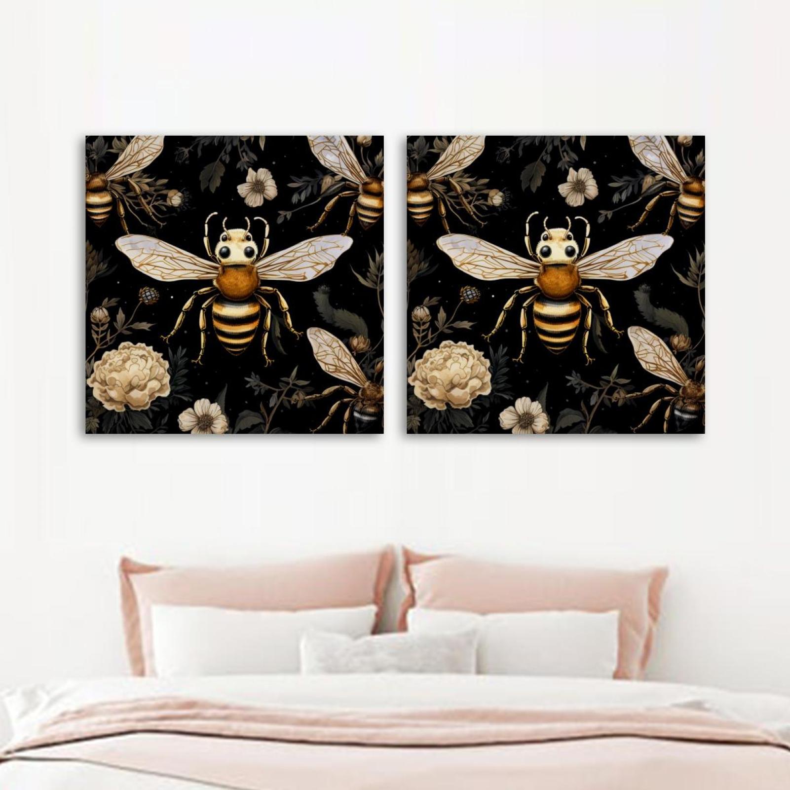 OWNSERIES Bees Pattern 2PC Canvas Wall Art Paintings for Living Room ...