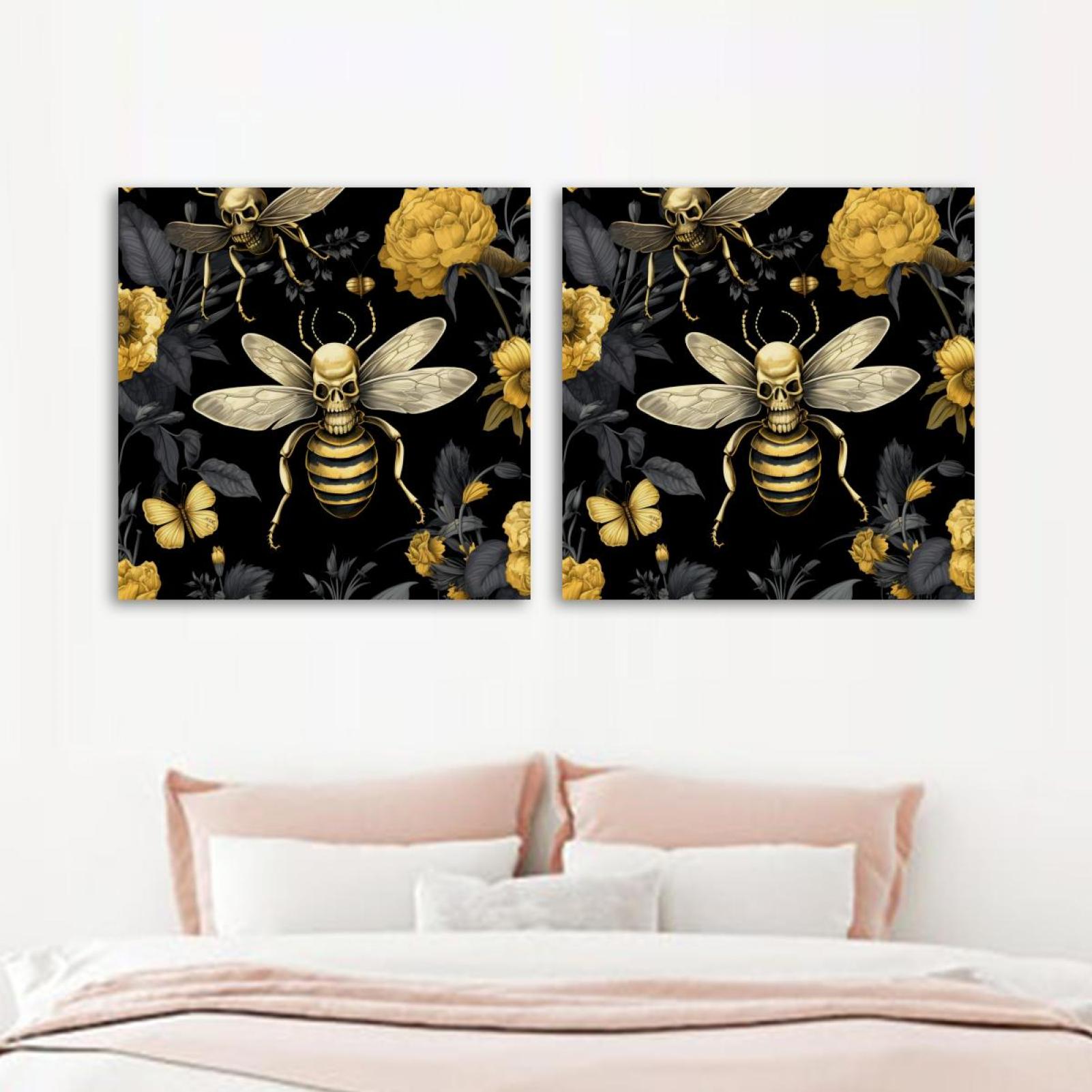 OWNSERIES Bees Pattern 2PC Canvas Wall Art Paintings for Living Room ...