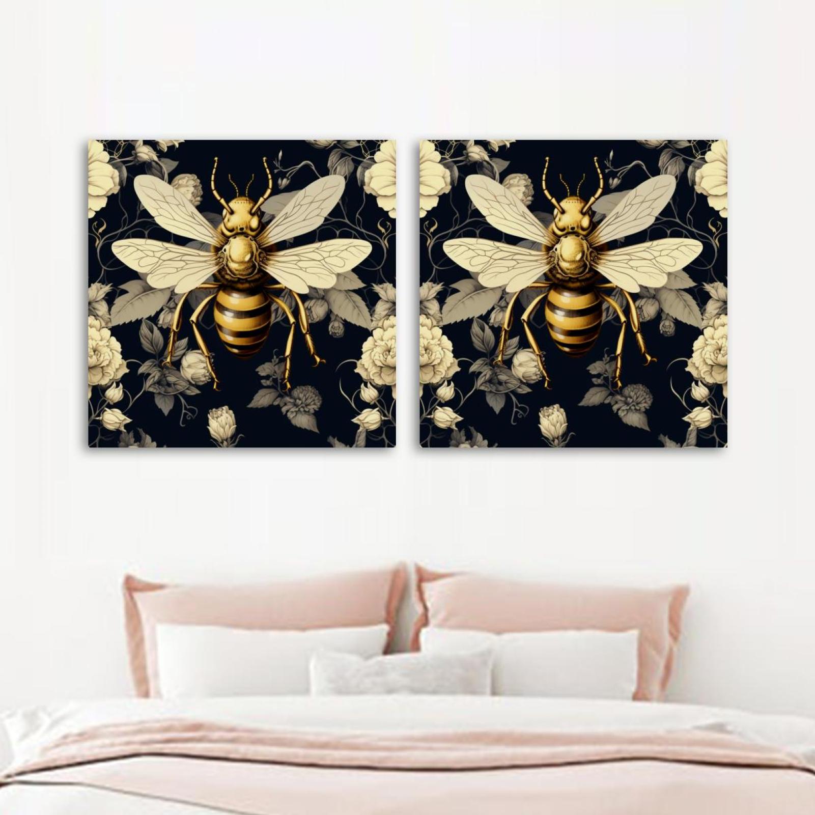 OWNSERIES Bees Pattern 2PC Canvas Wall Art Paintings for Living Room ...