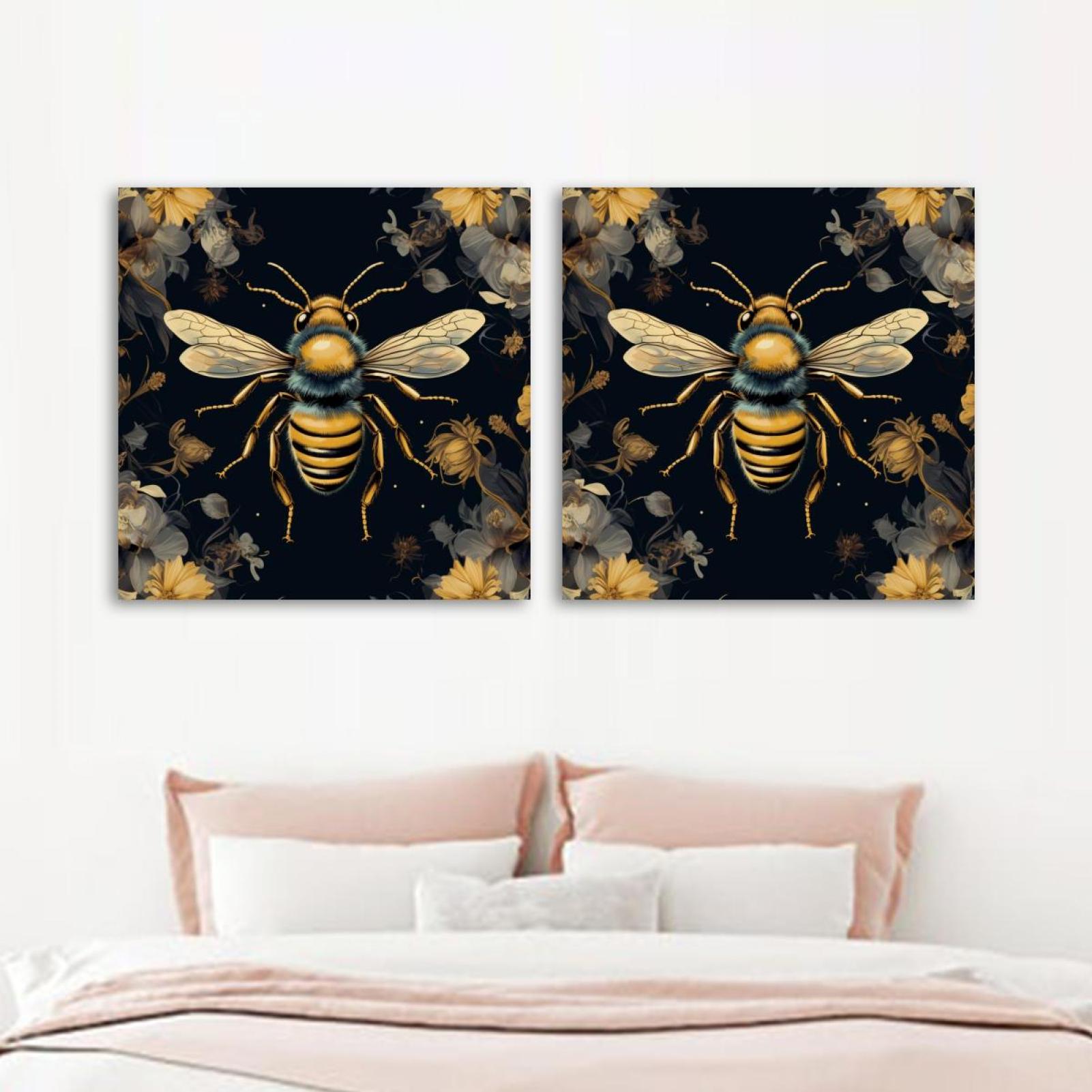 OWNSERIES Bees Pattern 2PC Canvas Wall Art Paintings for Living Room ...