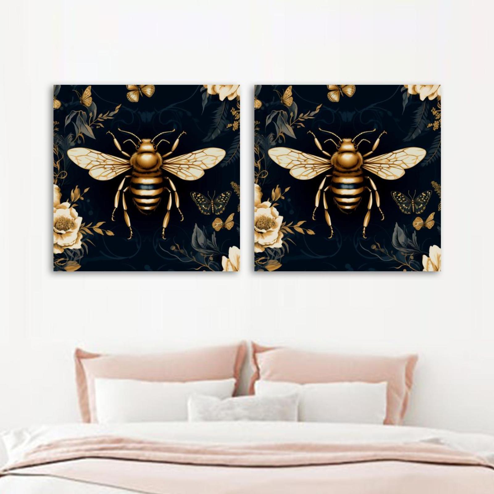 OWNSERIES Bees Pattern 2PC Canvas Wall Art Paintings for Living Room ...