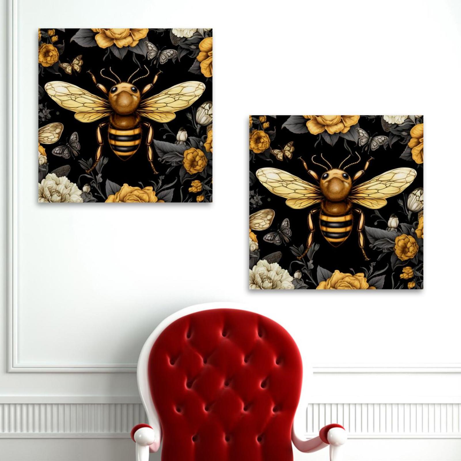 OWNSERIES Bees Pattern 2PC Canvas Wall Art Paintings for Living Room ...