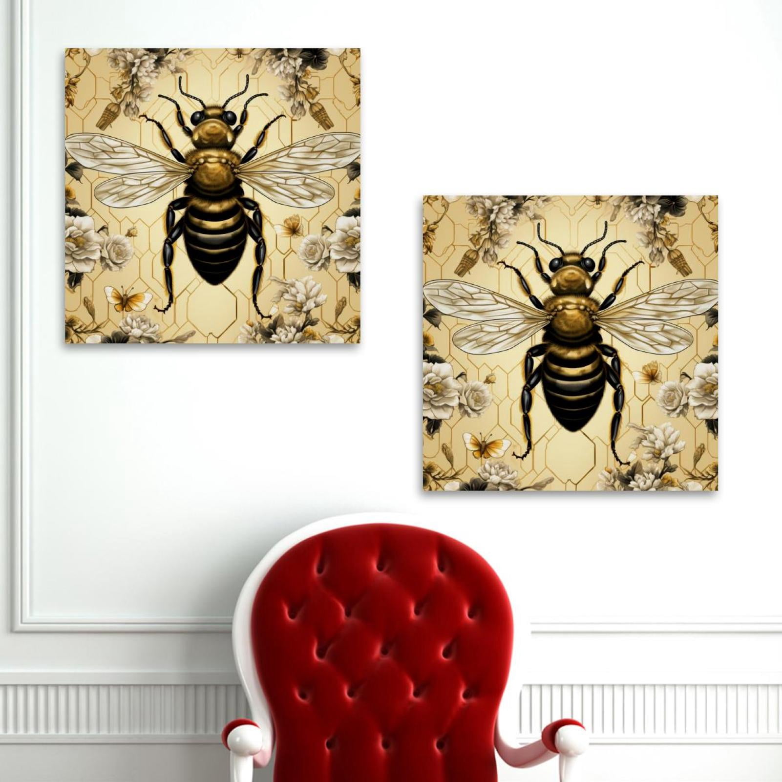 OWNSERIES Bees Pattern 2PC Canvas Wall Art Paintings for Living Room ...