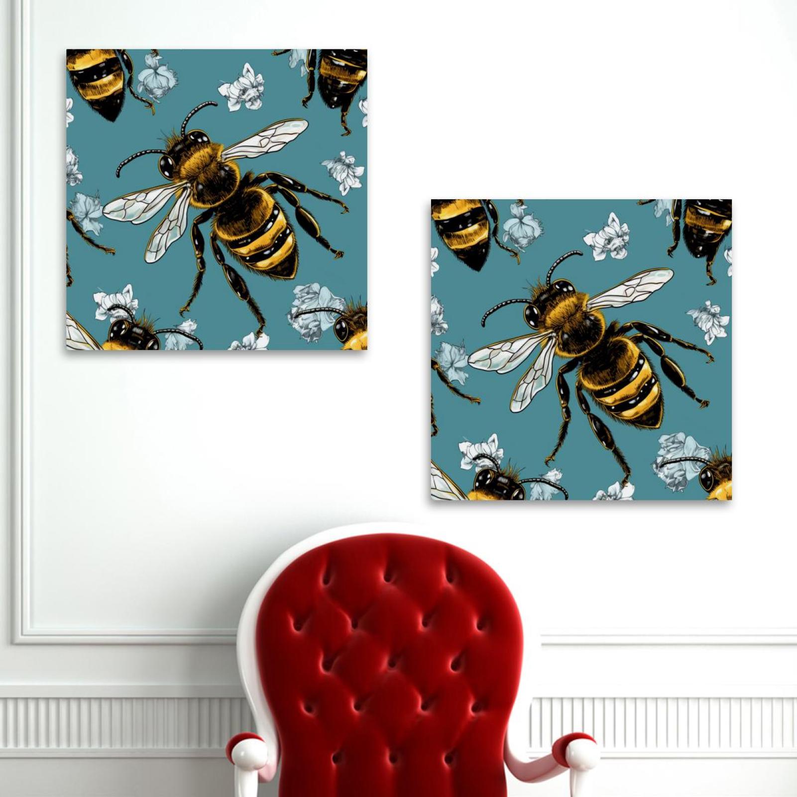 OWNSERIES Bees Pattern 2PC Canvas Wall Art Paintings for Living Room ...