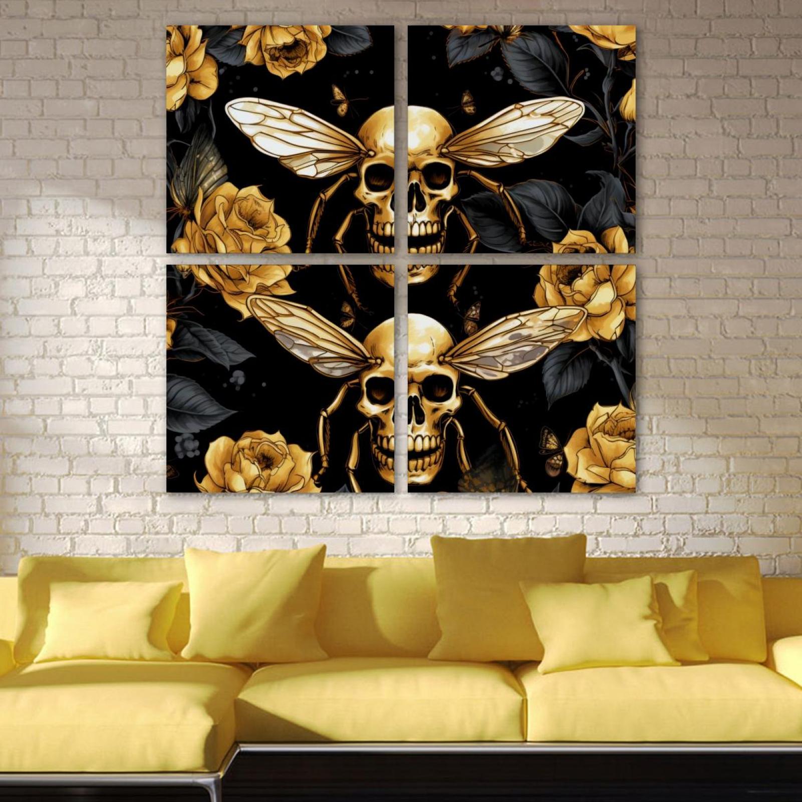 OWNSERIES Bees Pattern 4PC Frameless Canvas Wall Art Paintings for ...