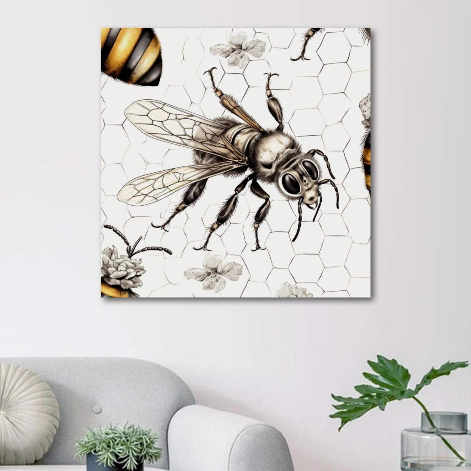 OWNSERIES Bees Pattern Canvas Wall Art Paintings for Living Room Canvas ...