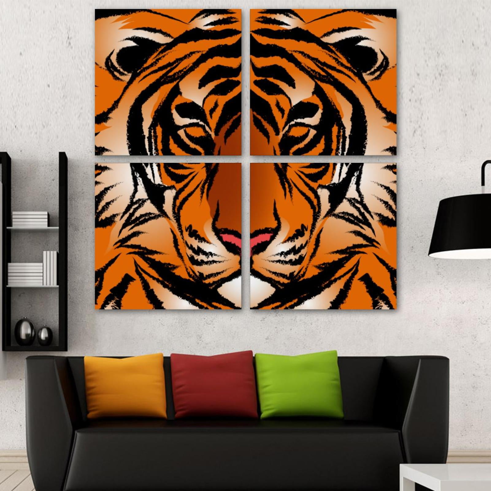 OWNSERIES Bengal Tiger Stripe Pattern 4PC Frameless Canvas Wall Art ...