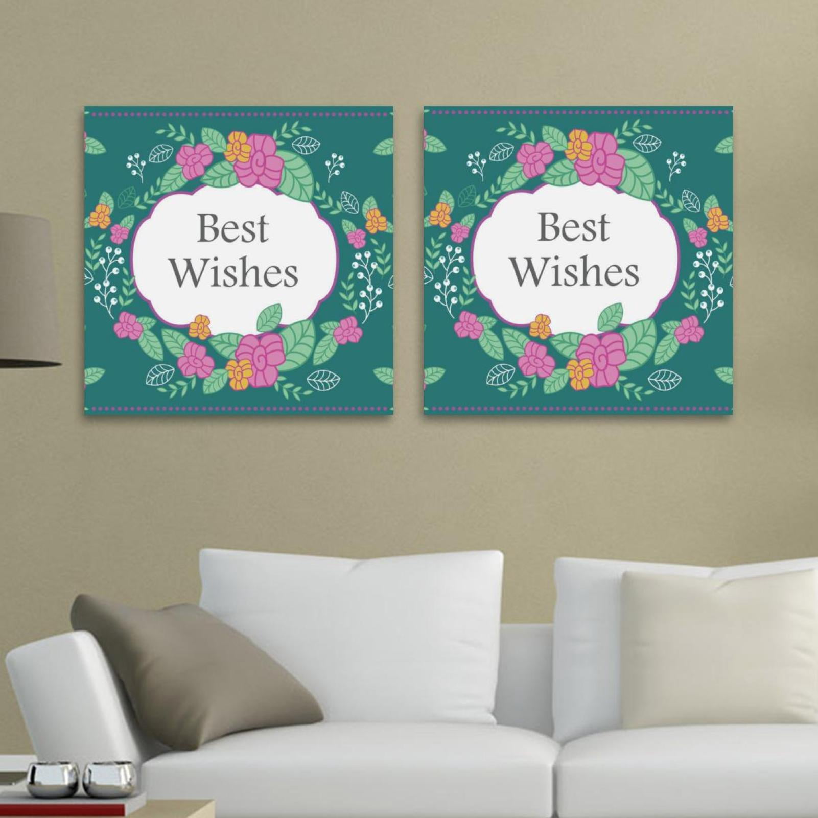OWNSERIES Best Wishes Pattern 2PC Canvas Wall Art Paintings for Living ...