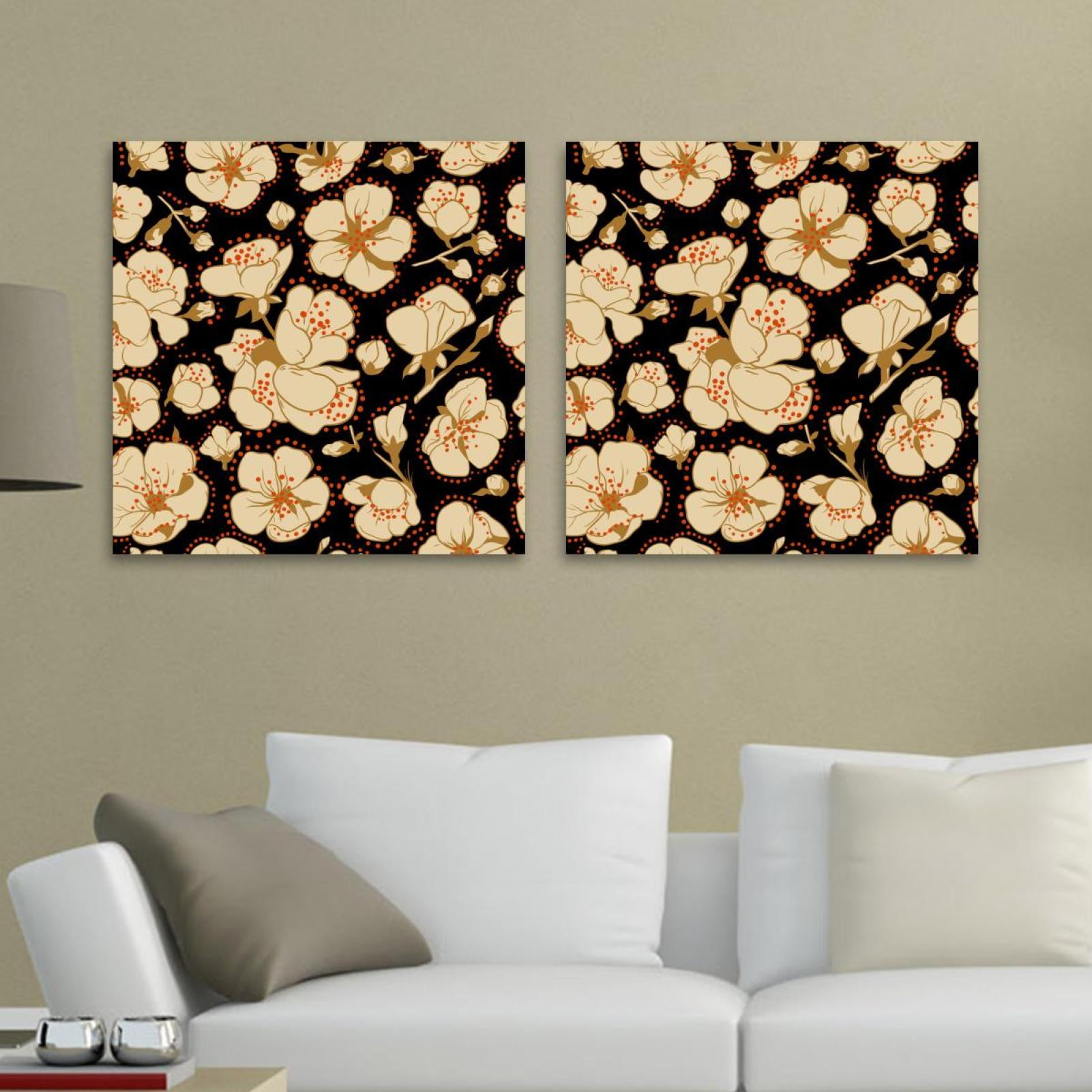 OWNSERIES Big Beige Flower Pattern 2PC Canvas Wall Art Paintings for ...