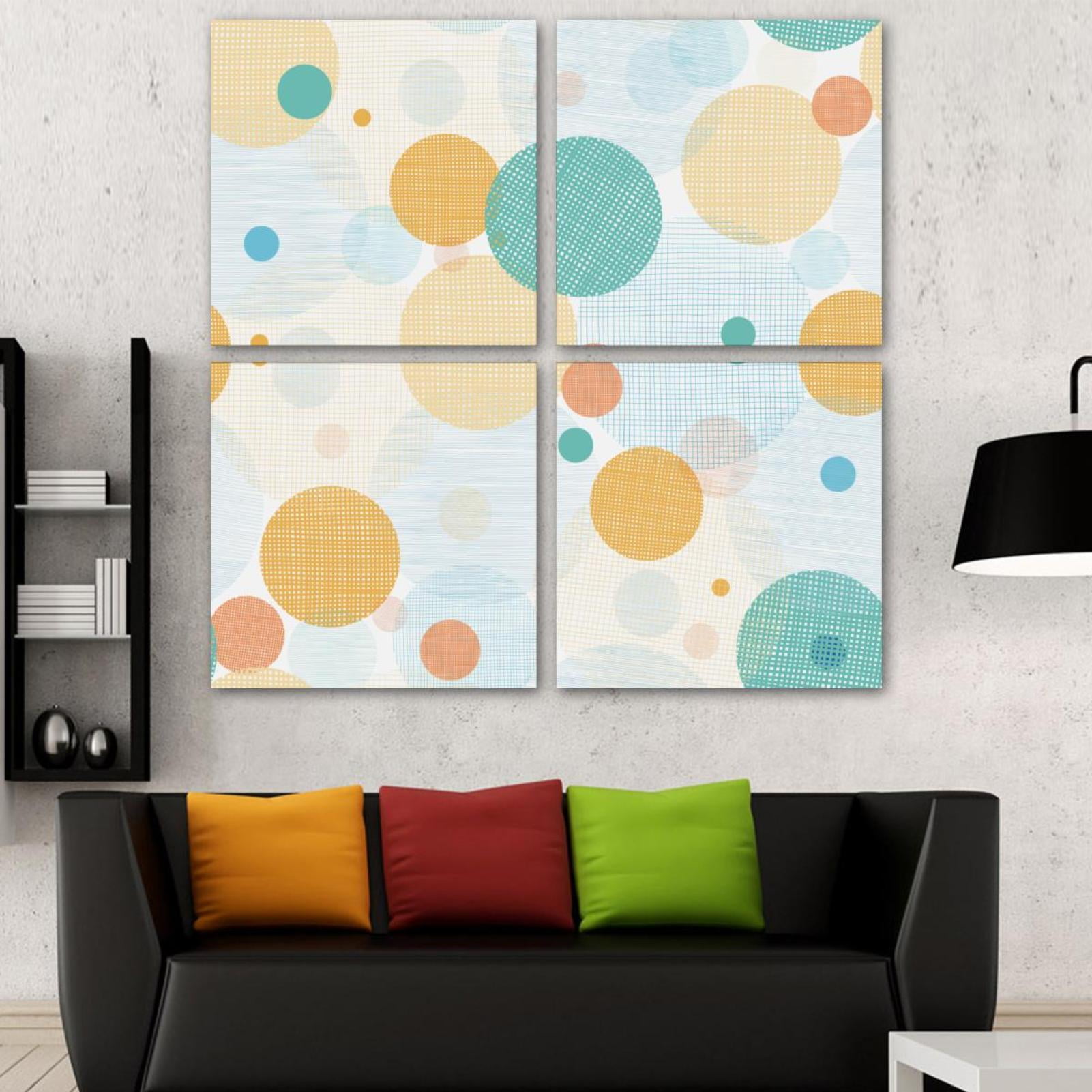 OWNSERIES Big Color Dot Pattern Pattern 4PC Frameless Canvas Wall Art ...