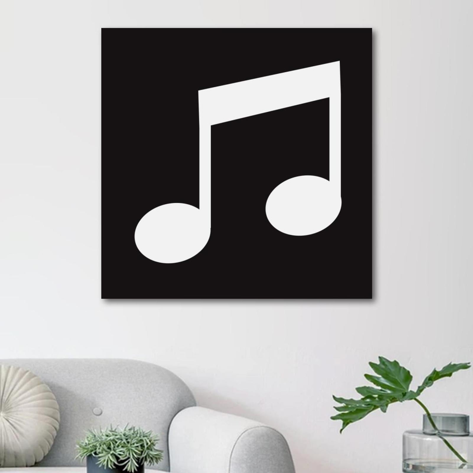 OWNSERIES a Big Music Note on Black Background Pattern Canvas Wall Art ...