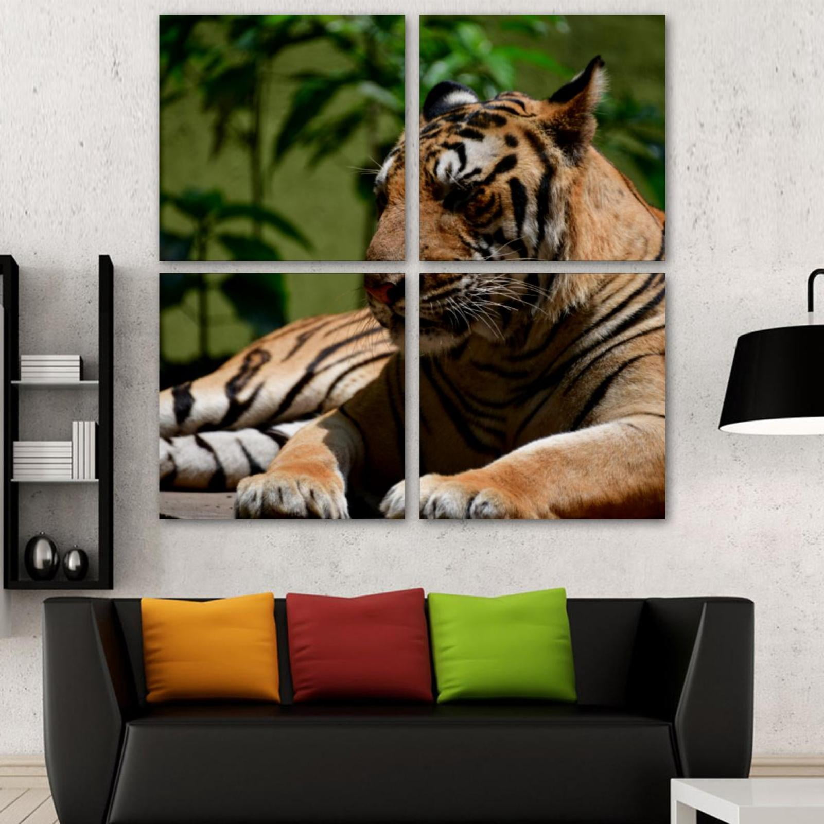 OWNSERIES Big Tiger Pattern 4PC Frameless Canvas Wall Art Paintings for ...