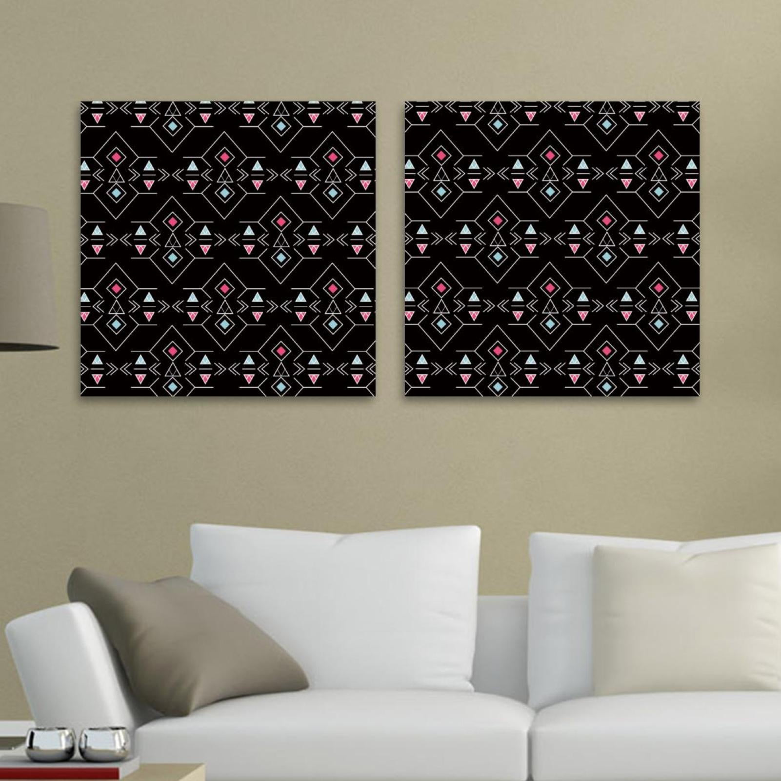 OWNSERIES Black Geometric Modern Pattern 2PC Canvas Wall Art Paintings ...