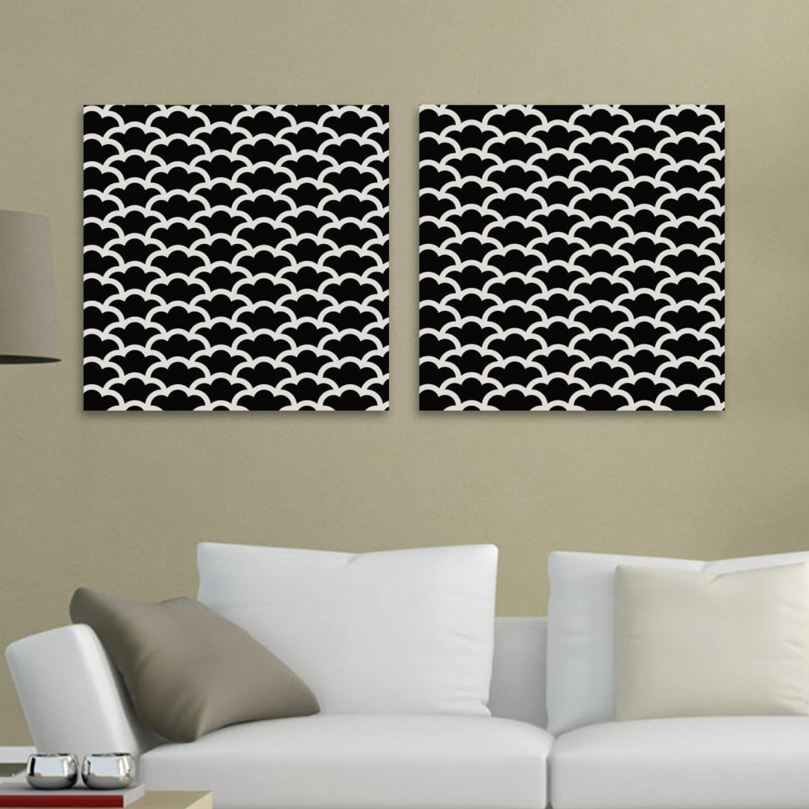 OWNSERIES Black Japanese Cloud Pattern-01 Pattern 2PC Canvas Wall Art ...