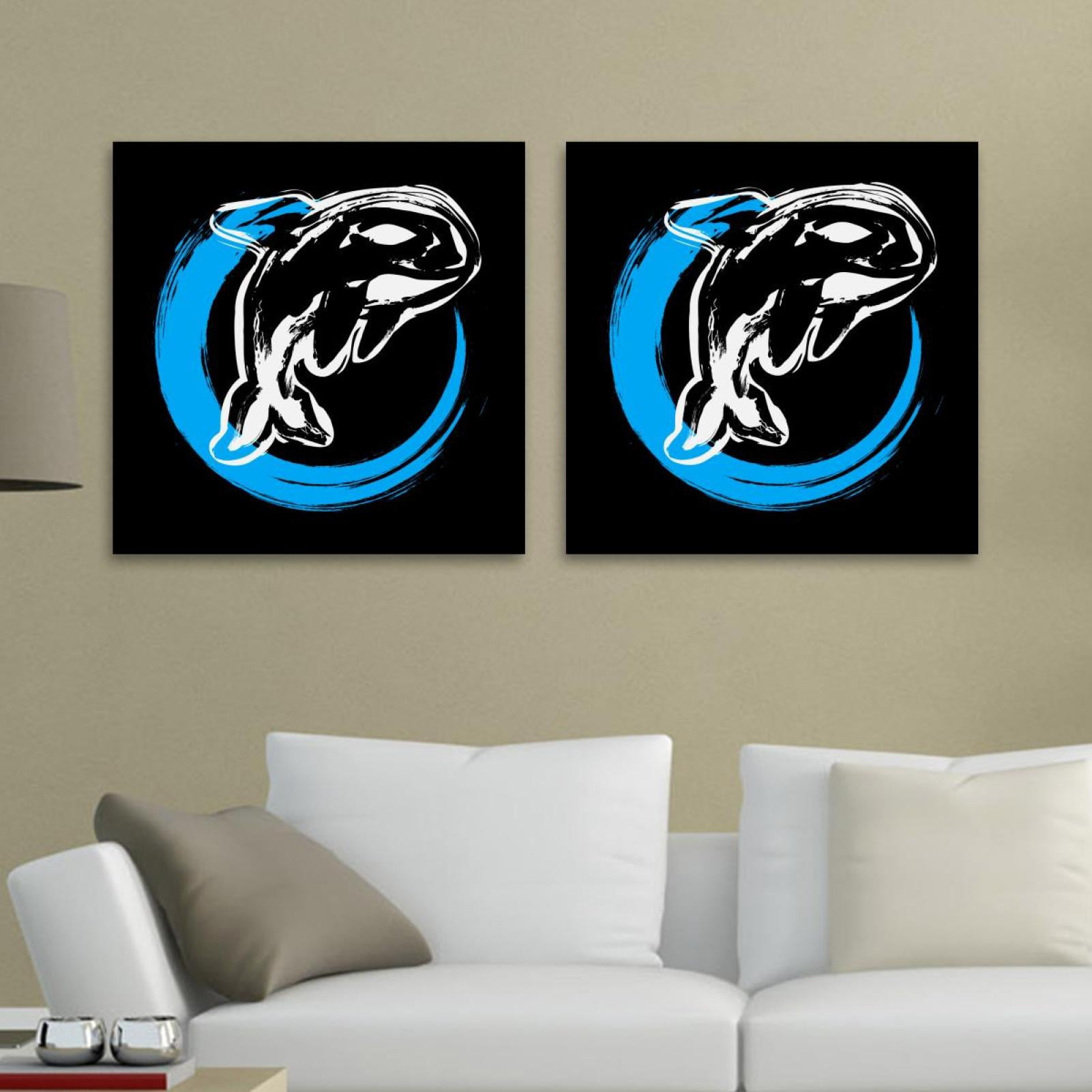 OWNSERIES Black Killer Whale Orca Pattern 2PC Canvas Wall Art Paintings ...
