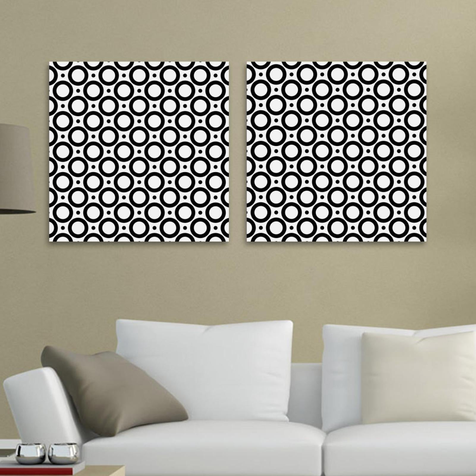 OWNSERIES Black White Round Dots Pattern 2PC Canvas Wall Art Paintings ...