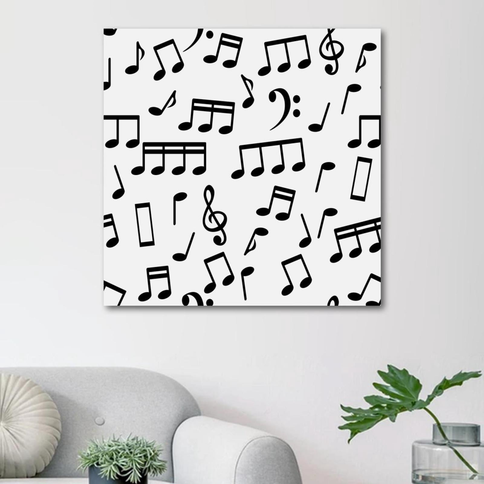 OWNSERIES Black and White Musical Notes Pattern Canvas Wall Art ...